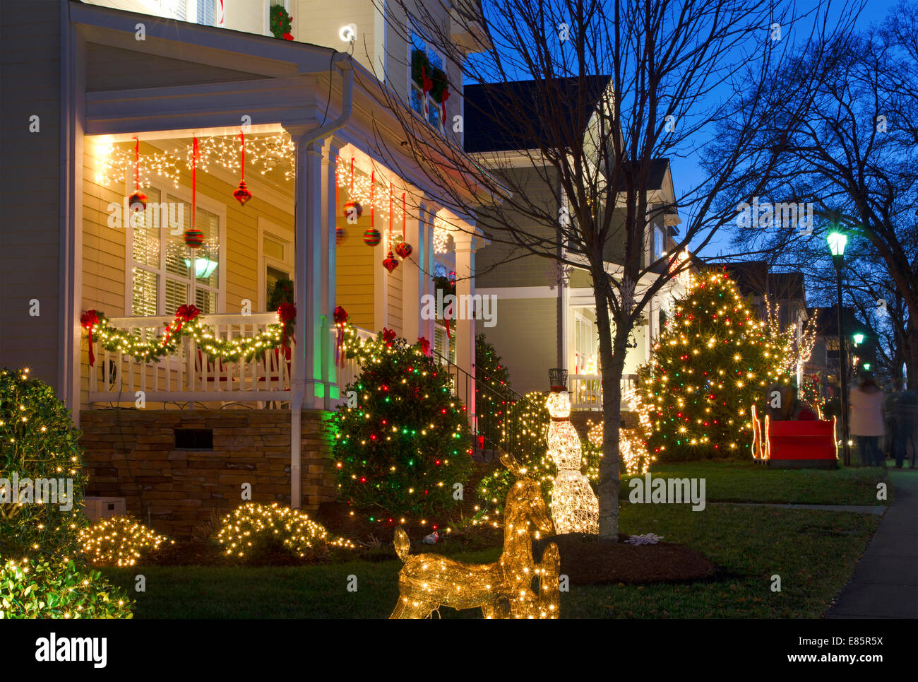 These traditional, Victorian-style homes in a Christmas town/village ...