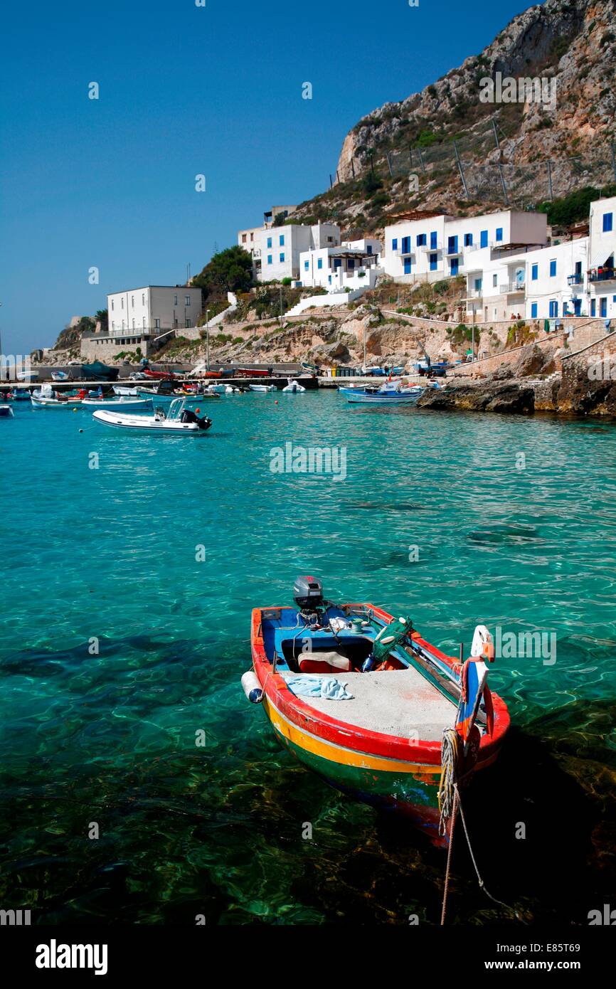Colourful boat in harbour Stock Photo - Alamy