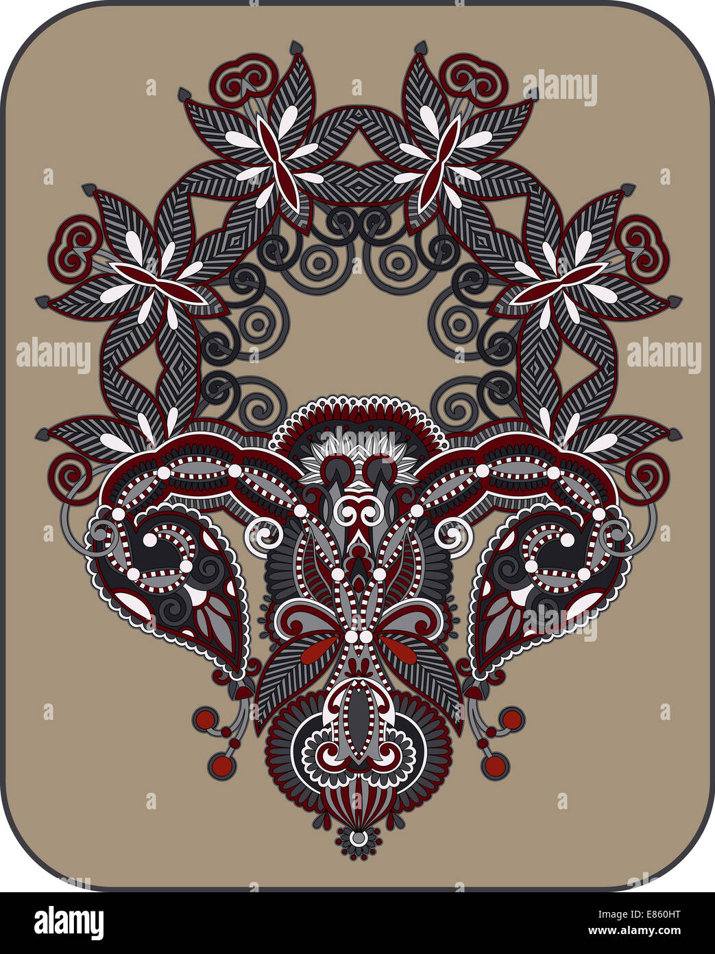 original digital draw line art ornate flower design. Ukrainian t Stock ...