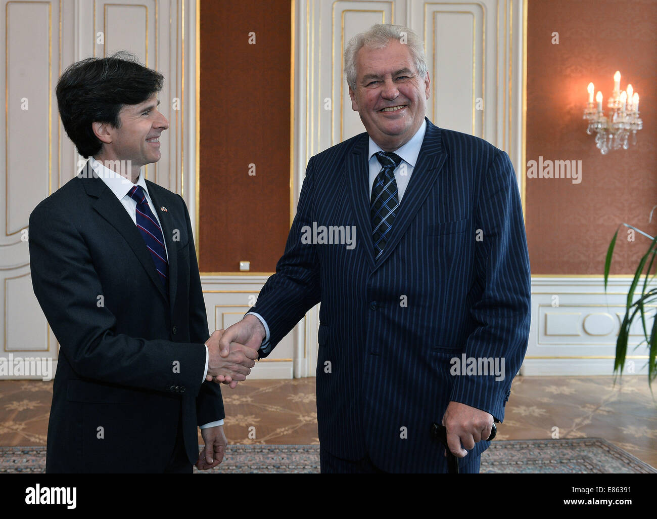 New U.S. ambassador to the Czech Republic Andrew Schapiro (left) hands ...