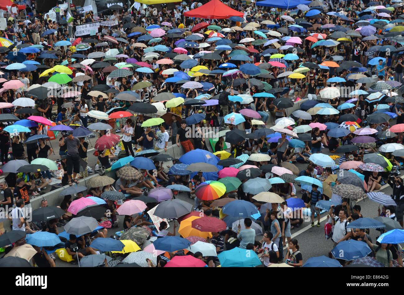 Crowd with umbrellas hi-res stock photography and images - Alamy
