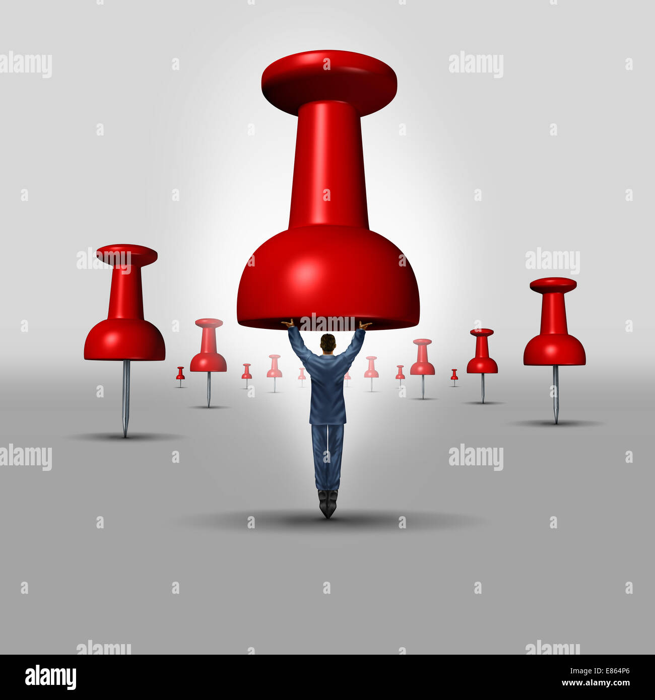 Business objective concept as a thumbtack or pushpin office icon with a ...