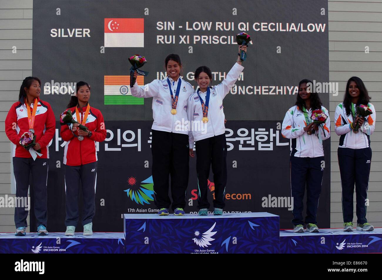 Incheon, South Korea. 1st Oct, 2014. Gold medalists athletes of ...