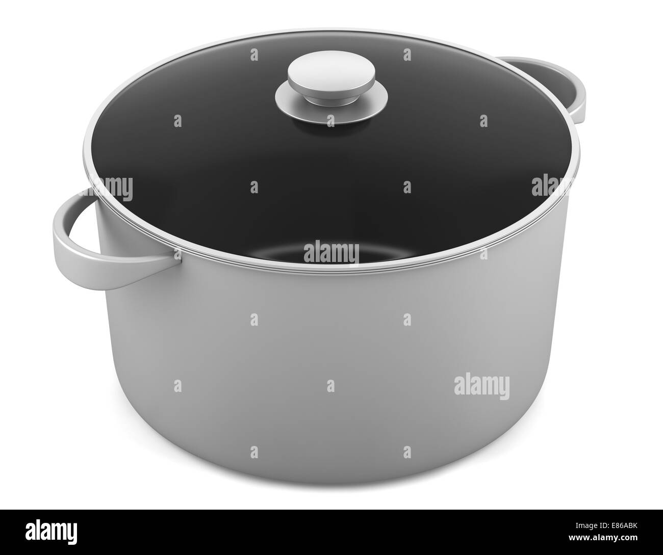 single gray cooking pan isolated on white background Stock Photo - Alamy