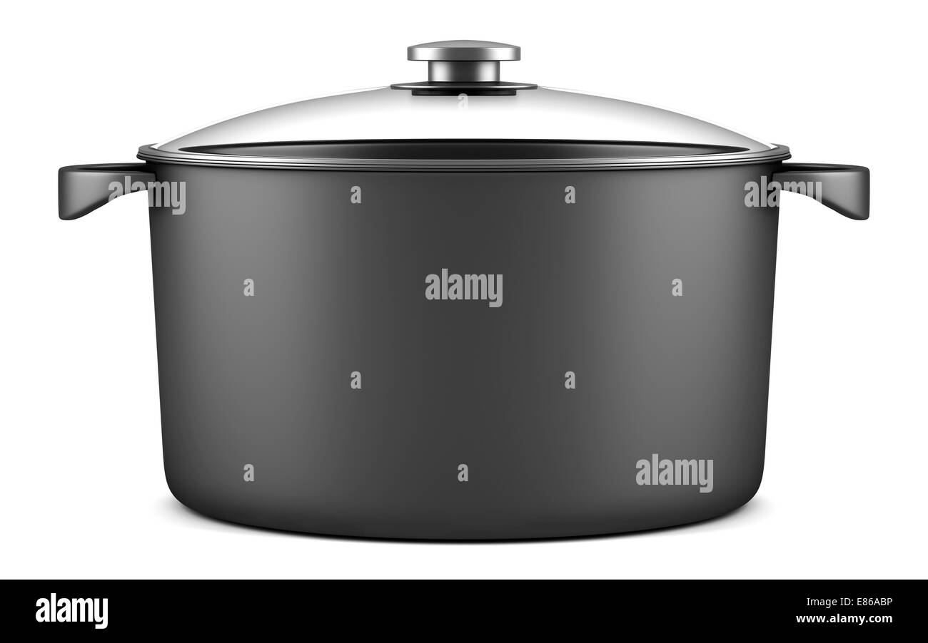 single black cooking pan isolated on white background Stock Photo - Alamy