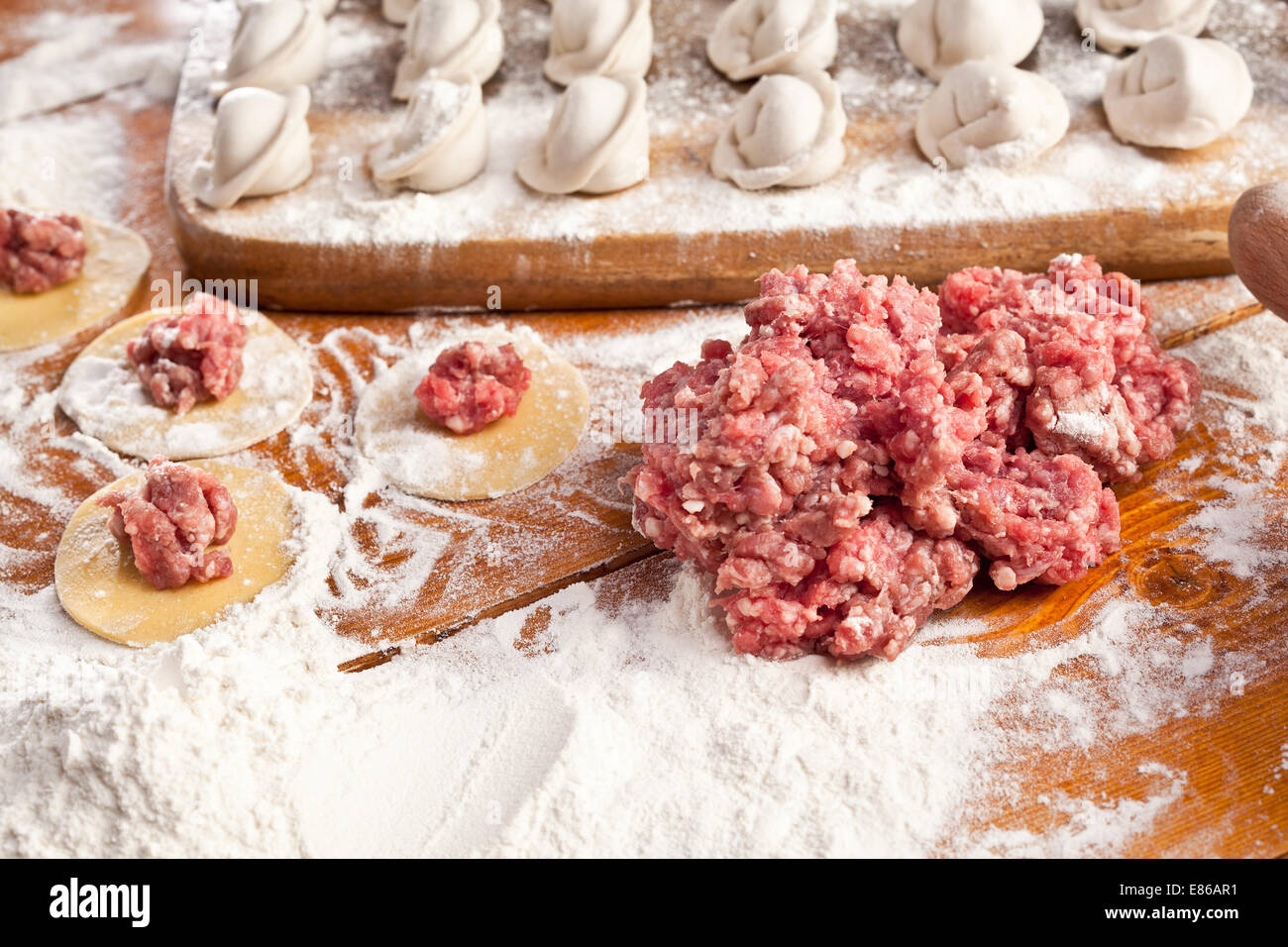 Uncooked meat dumplings ravioli hi-res stock photography and images - Alamy