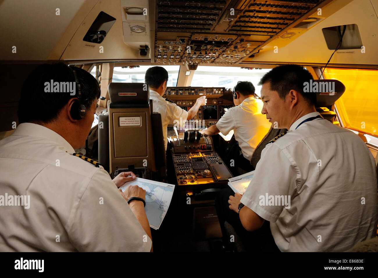 Beijing, USA. 30th Sep, 2014. Pilots prepare to take off inside the ...