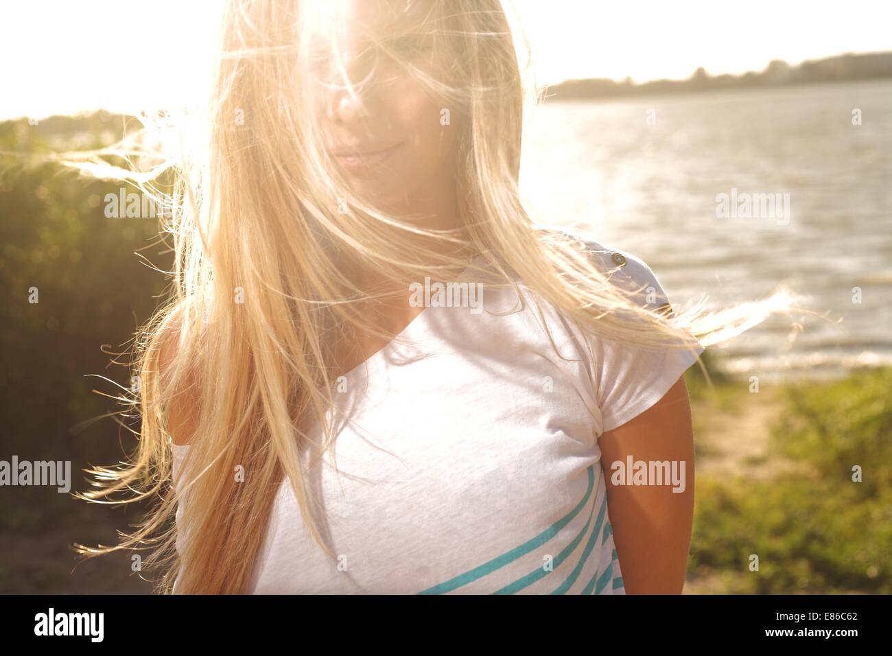 Cute girl near river hi-res stock photography and images - Alamy