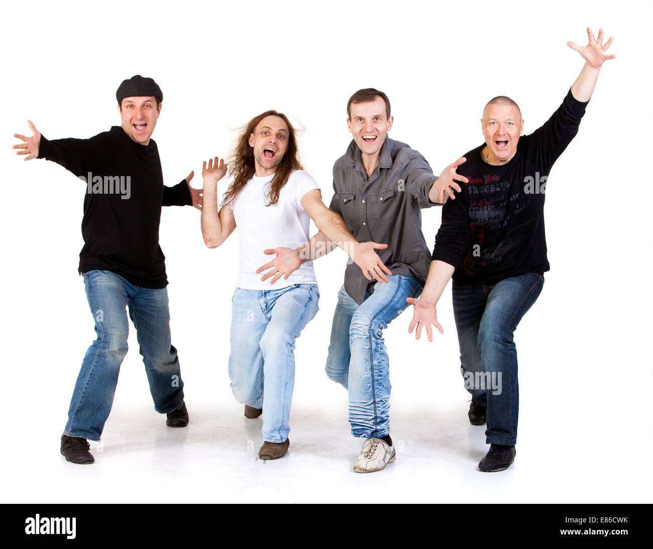Four men on a white background Stock Photo - Alamy