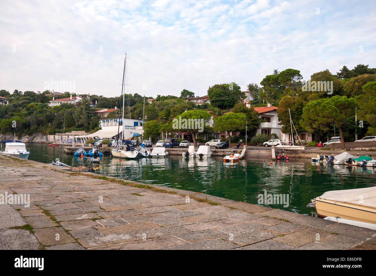 The harbour in the fishing village of Duino Trieste Italy Stock Photo ...