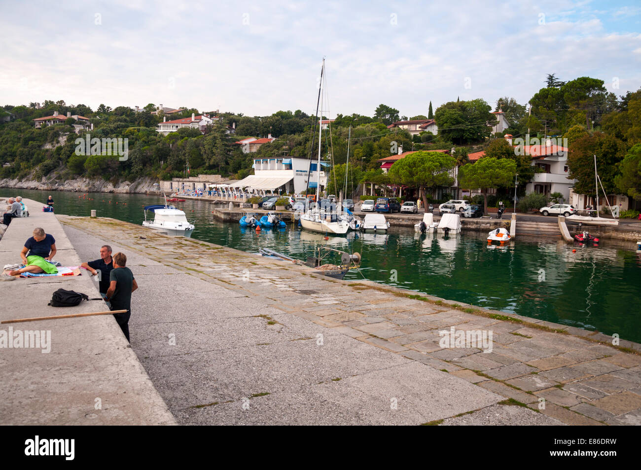 The harbour in the fishing village of Duino Trieste Italy Stock Photo ...