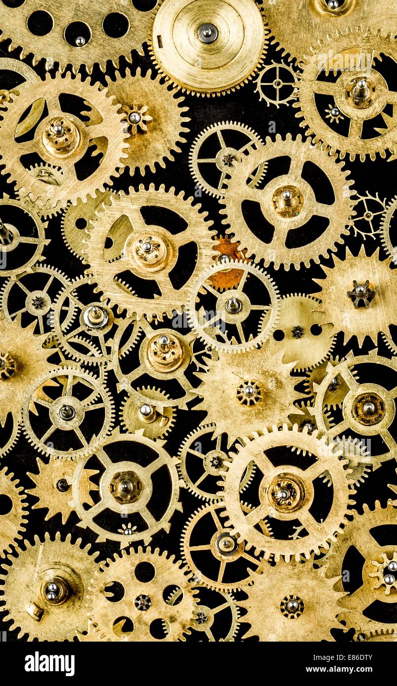 close up old mechanism on a black background Stock Photo - Alamy