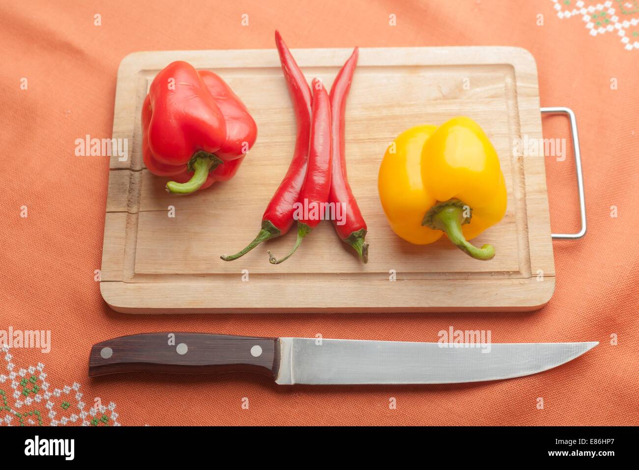 Pepper And Knife Stock Photo - Alamy