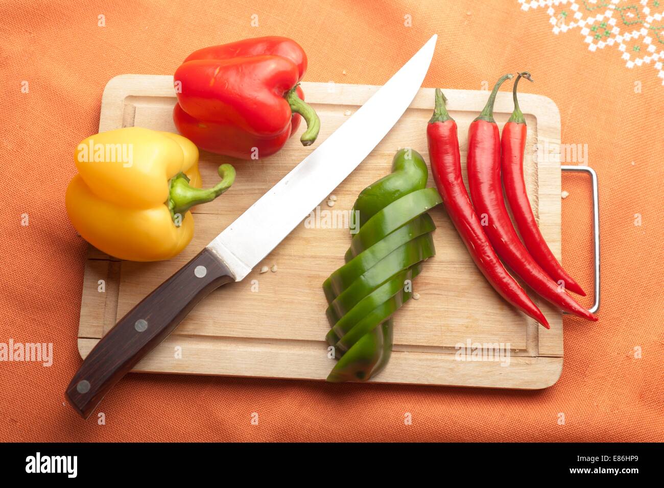 Pepper And Knife Stock Photo - Alamy