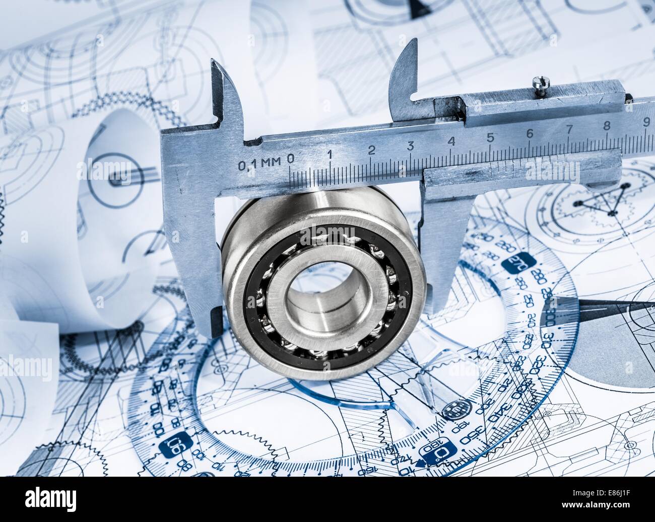 Technical drawings in a blue toning Stock Photo - Alamy