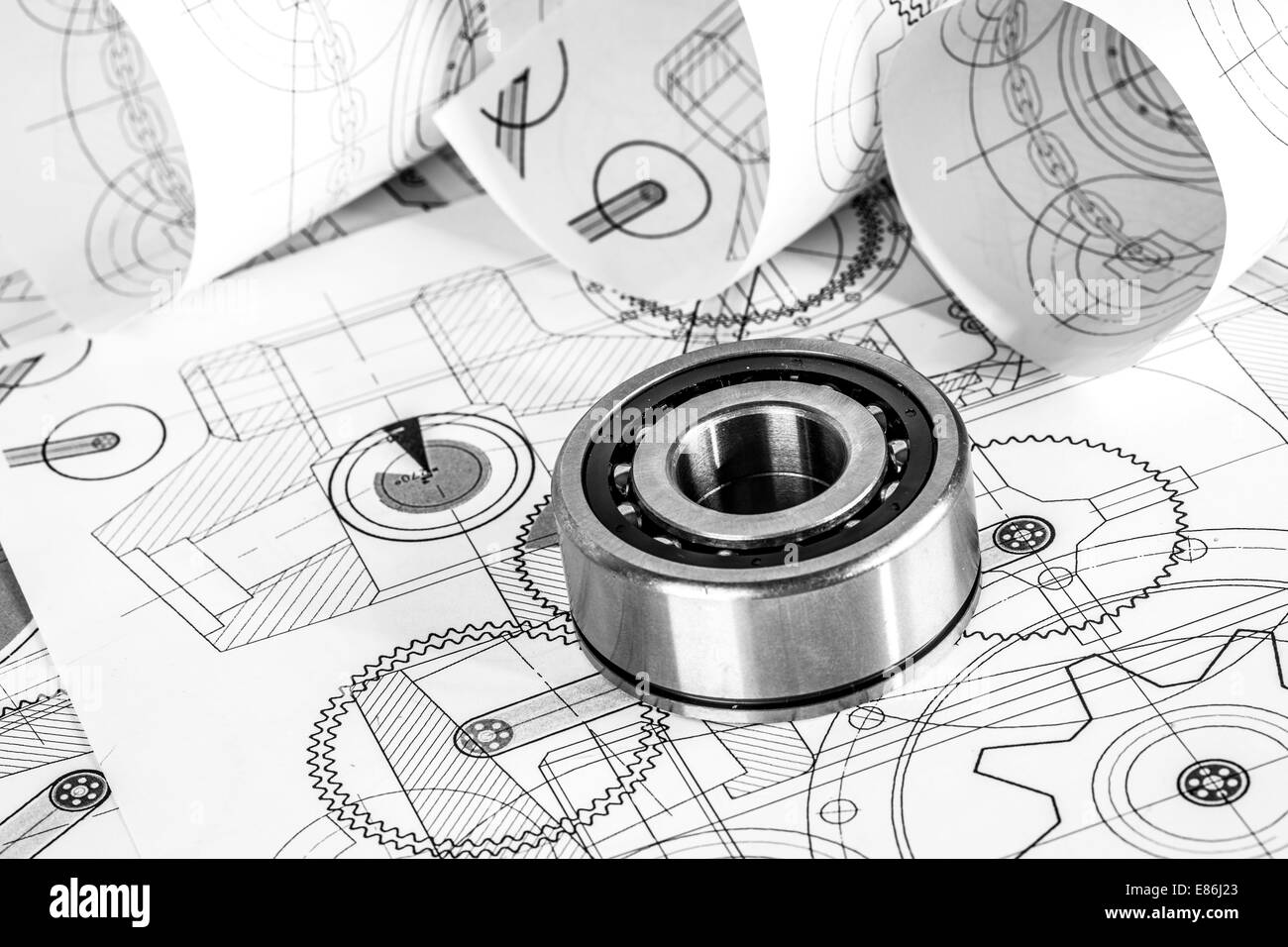 Technical drawings with the bearing Stock Photo - Alamy