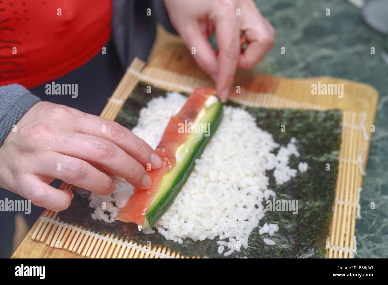 process of making sushi Stock Photo - Alamy