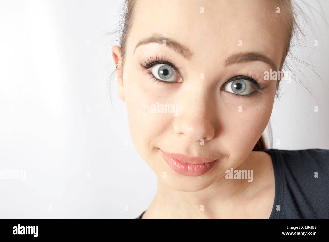portrait of a blonde woman smile laughing eyes Stock Photo - Alamy