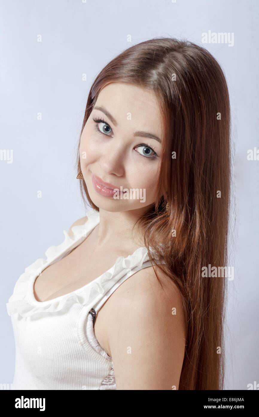 Woman With A Smiling Face Stock Photo - Alamy