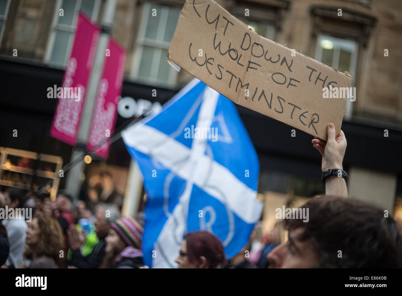 Pro-Independence 'Yes Scotland' rally in George Square, Glasgow, Scotland, in week of the ...