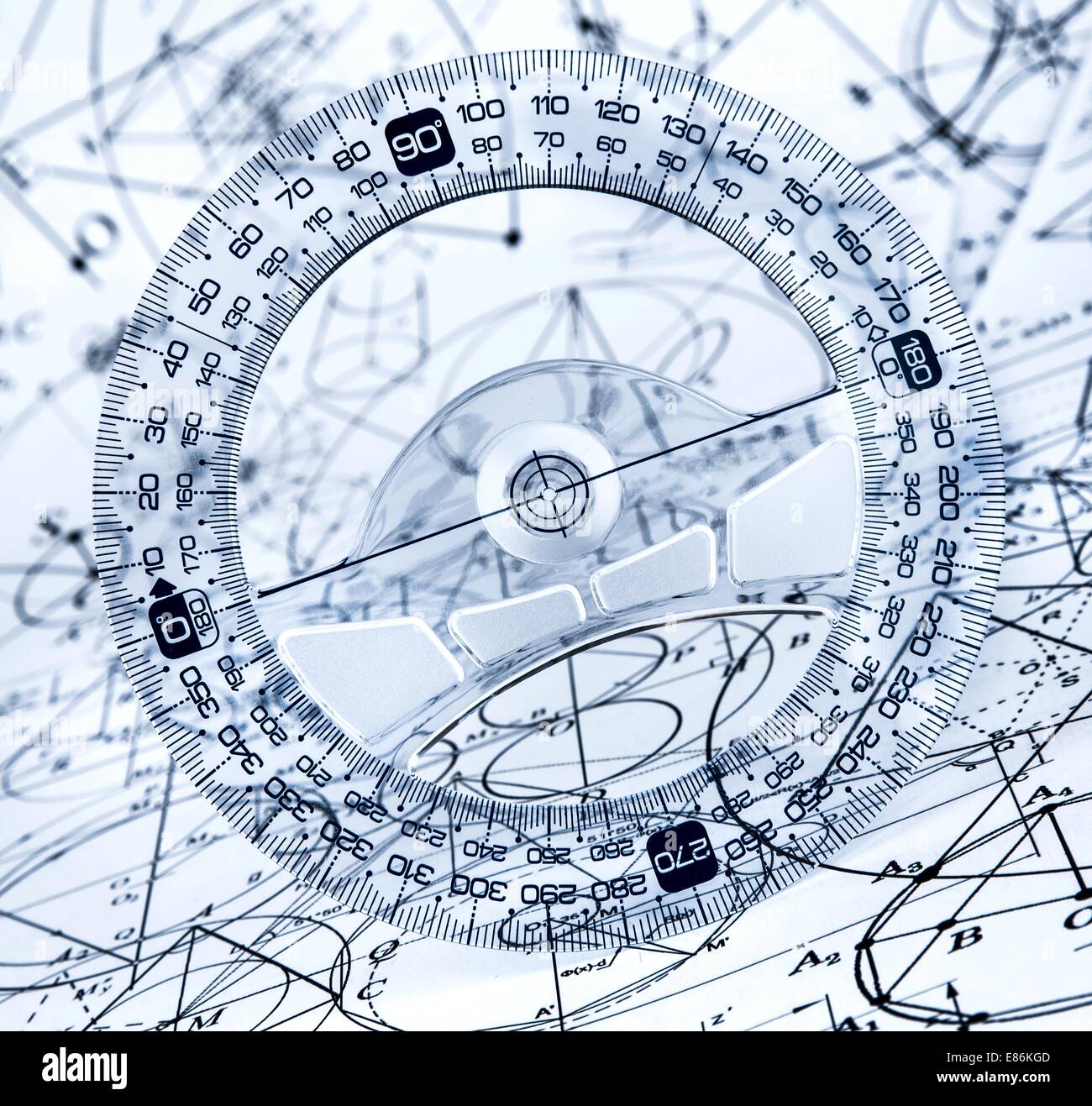 Protractor on the background of mathematical formulas and algorithms ...