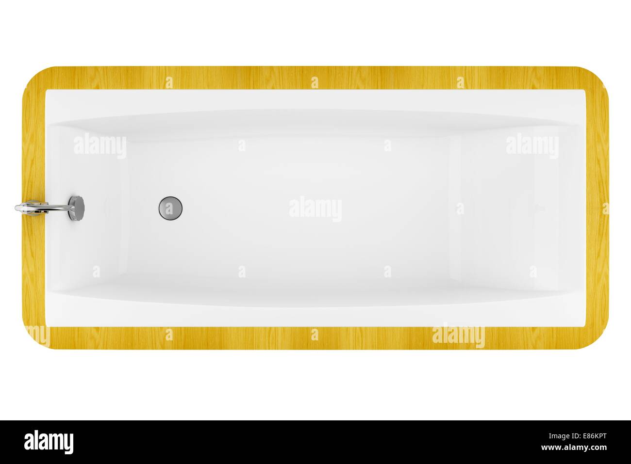 top view of modern wooden bathtub isolated on white background Stock ...