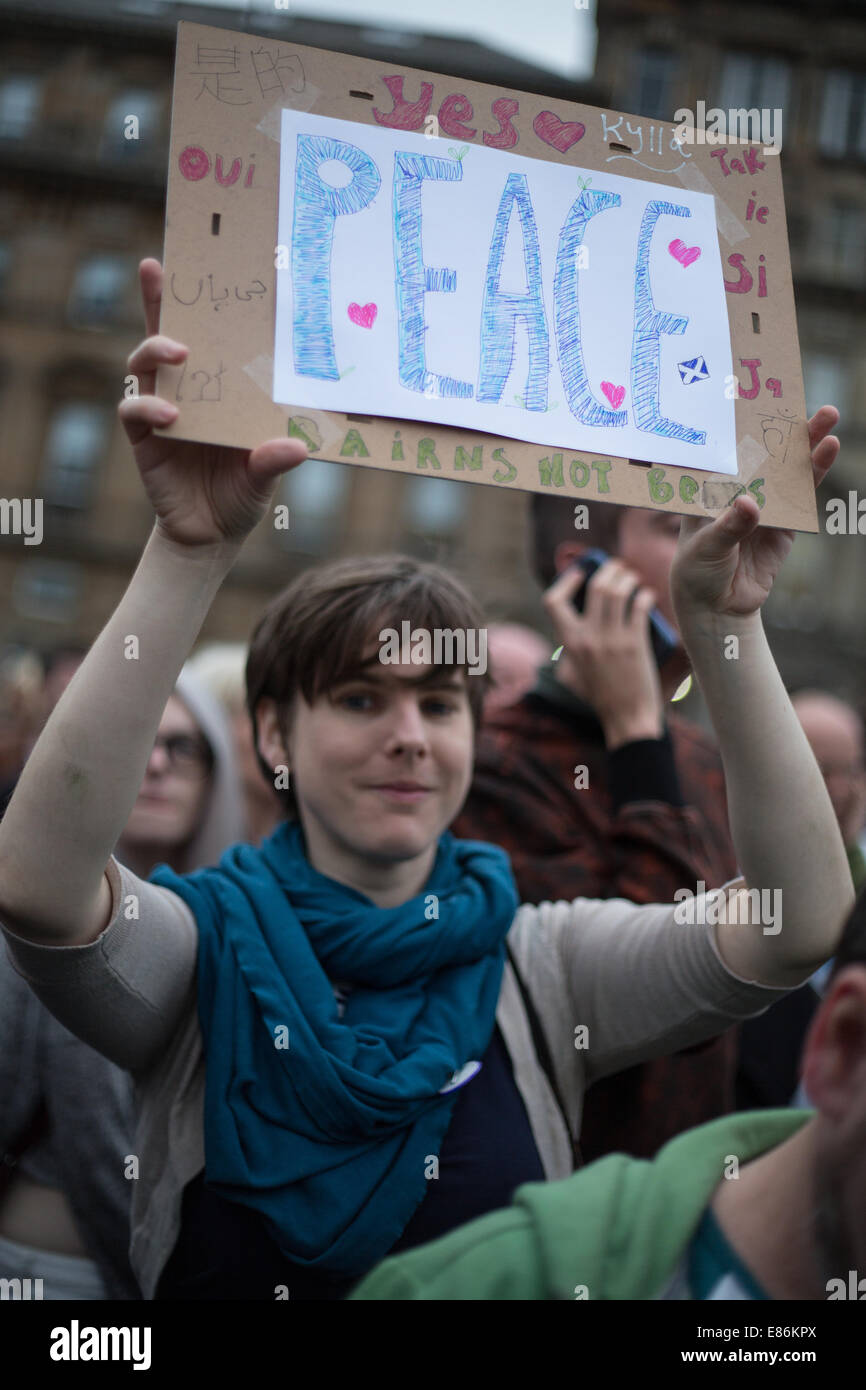 Pro-Scottish Independence Yes supporters in George Square in the week of the Scottish ...