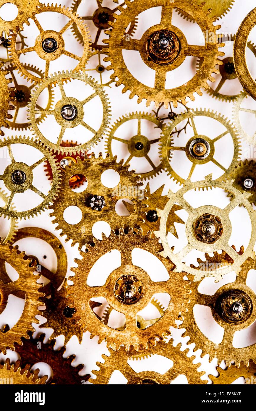 close up old mechanism on a white background Stock Photo - Alamy