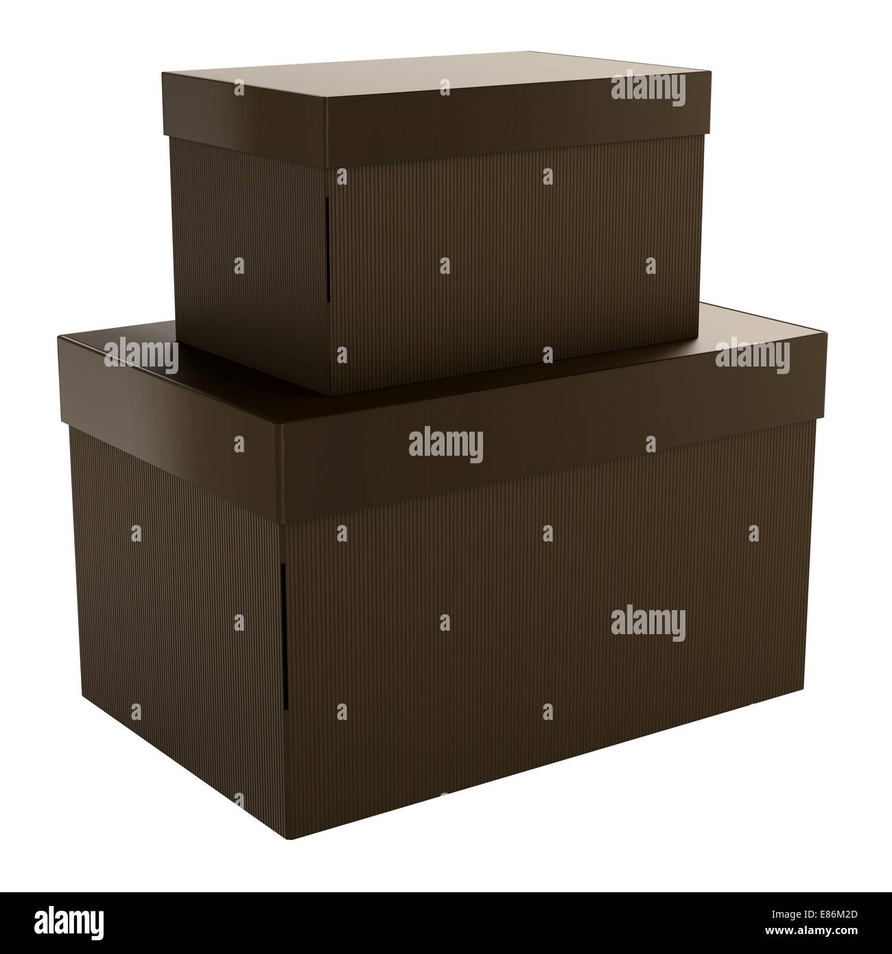 two brown cardboard boxes isolated on white background Stock Photo - Alamy