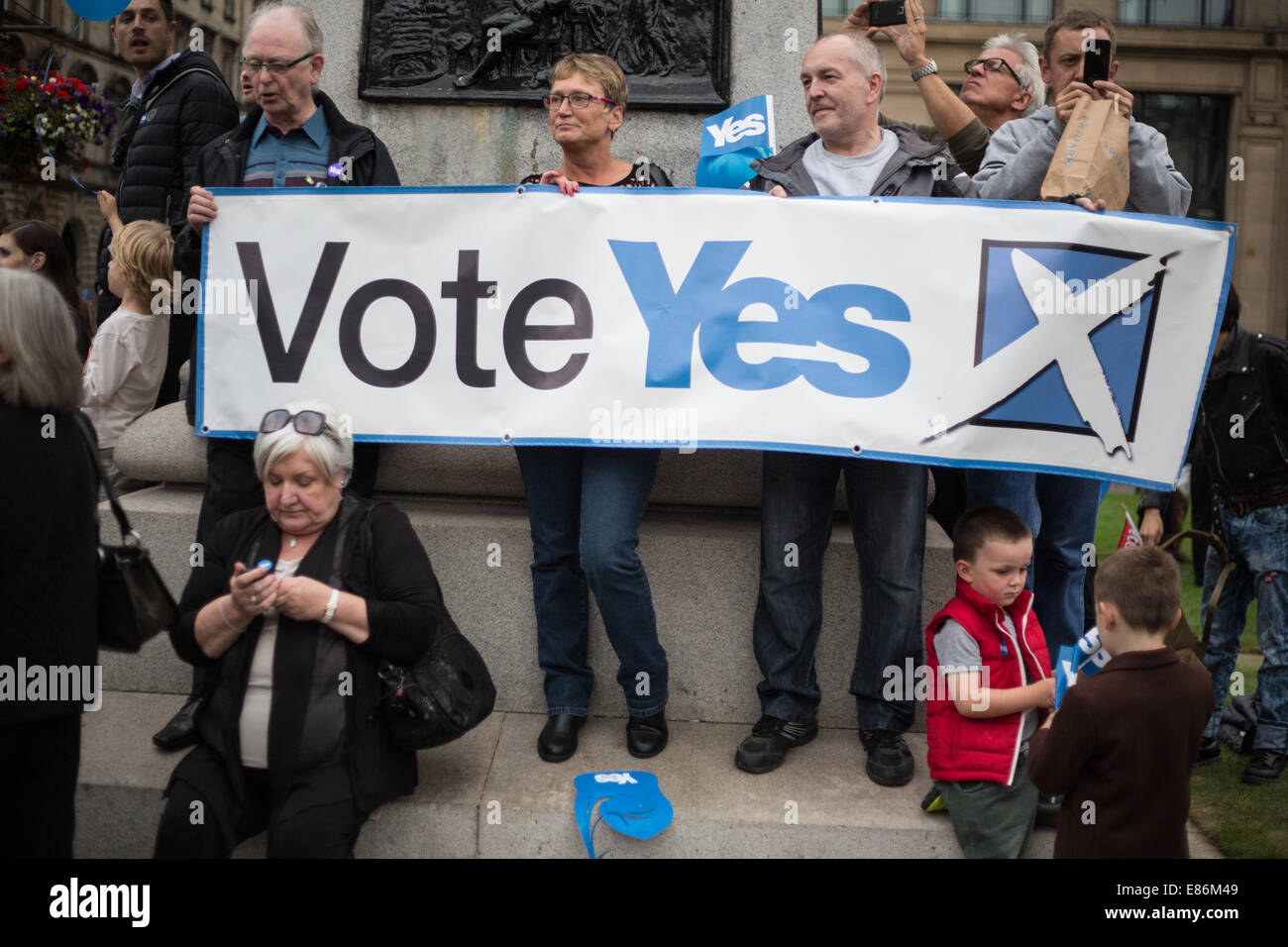 Pro-Scottish Independence Yes supporters in George Square in the week of the Scottish ...