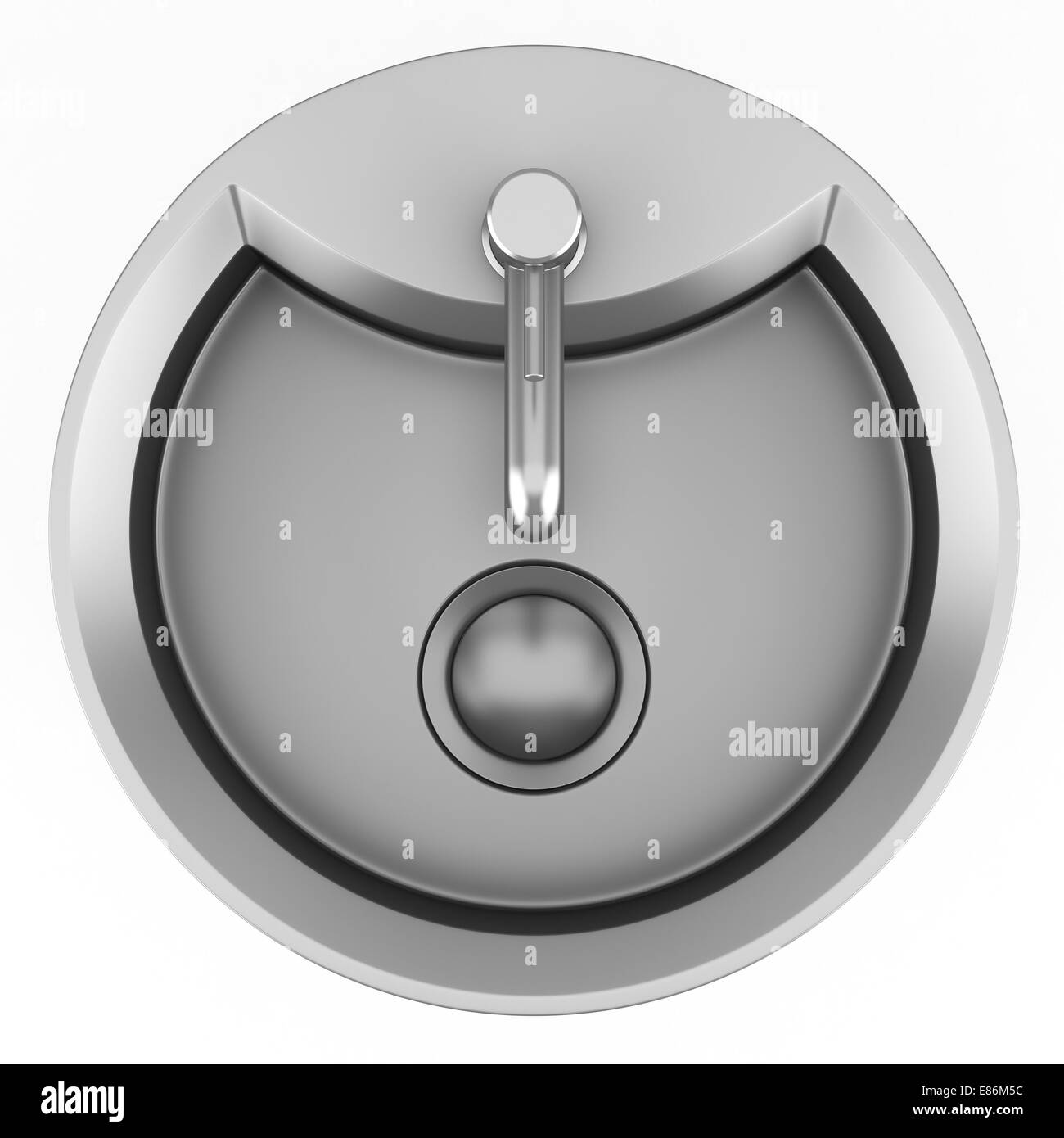 top view of modern metal sink isolated on white background Stock Photo ...