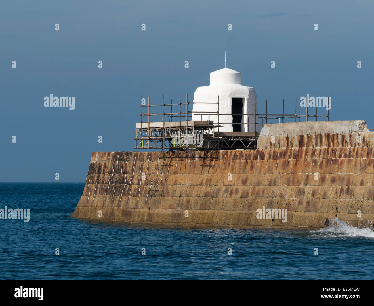 Portreath pier stone 'monkey house' hut being repaired after the after ...