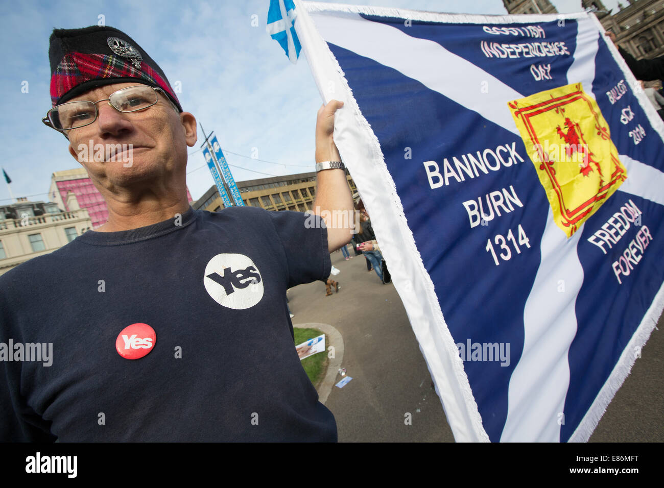 Pro-Scottish Independence Yes supporters in George Square in the week of the Scottish ...