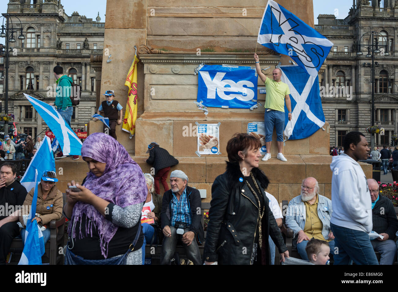 Pro-Scottish Independence Yes supporters in George Square in the week of the Scottish ...