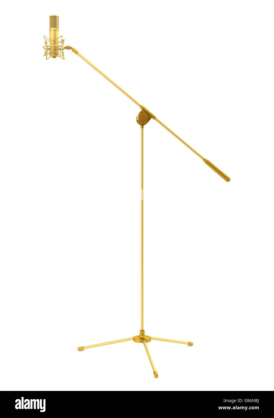 golden studio microphone isolated on white background Stock Photo - Alamy