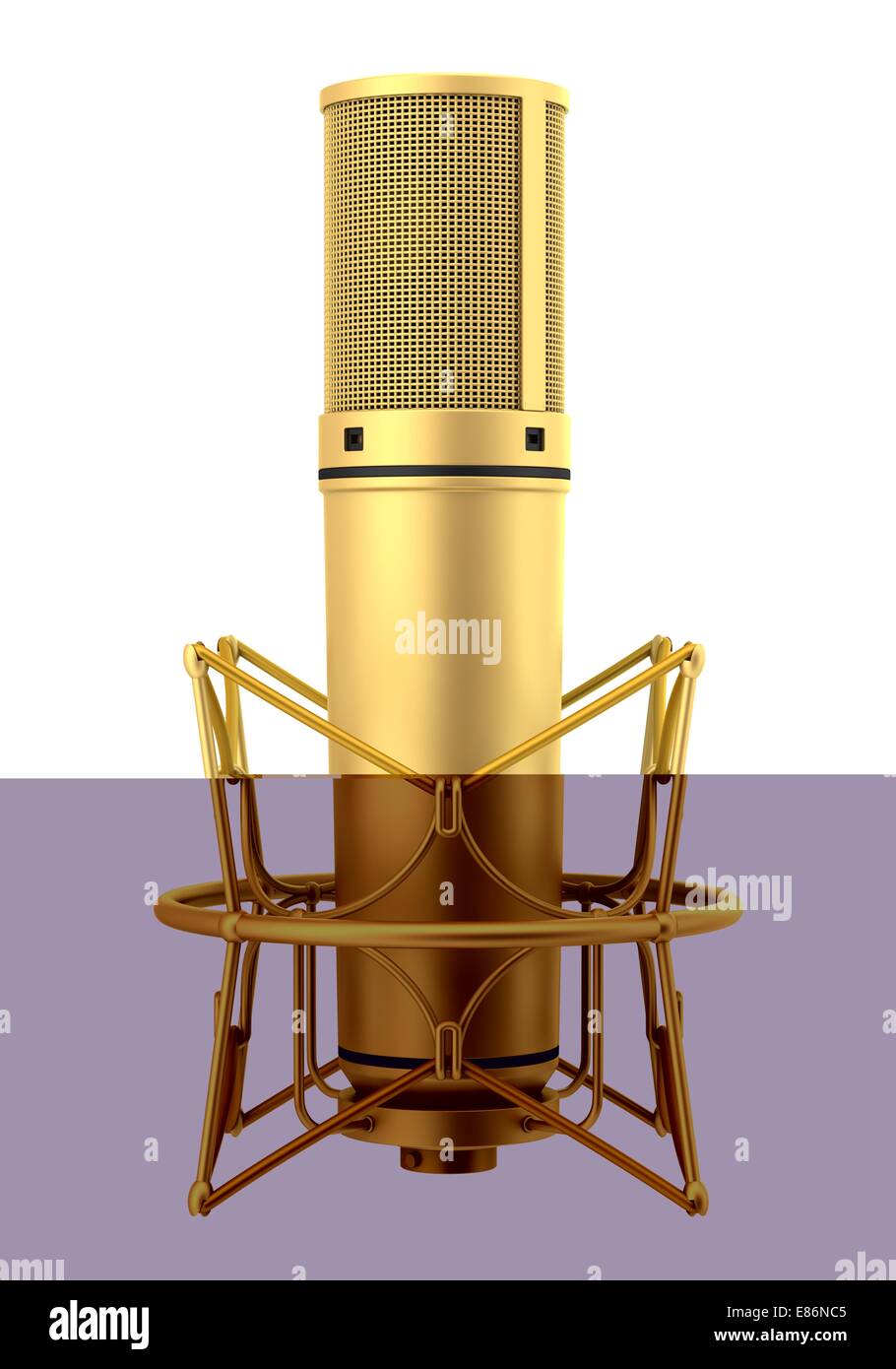 golden studio microphone isolated on white background Stock Photo - Alamy