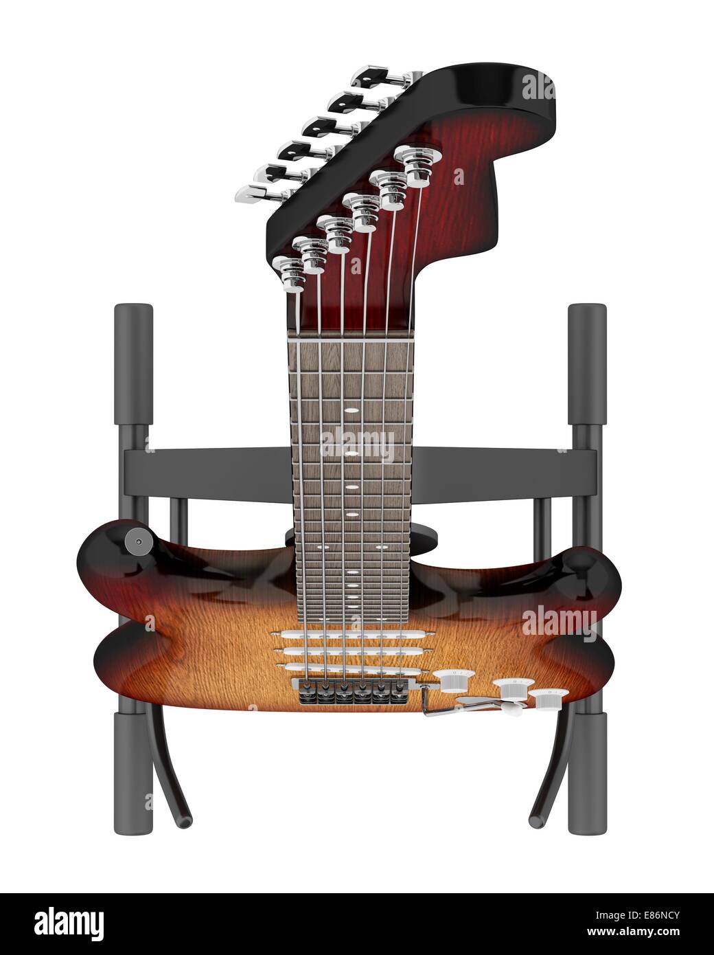 top view of electric guitar on stand isolated on white background Stock ...