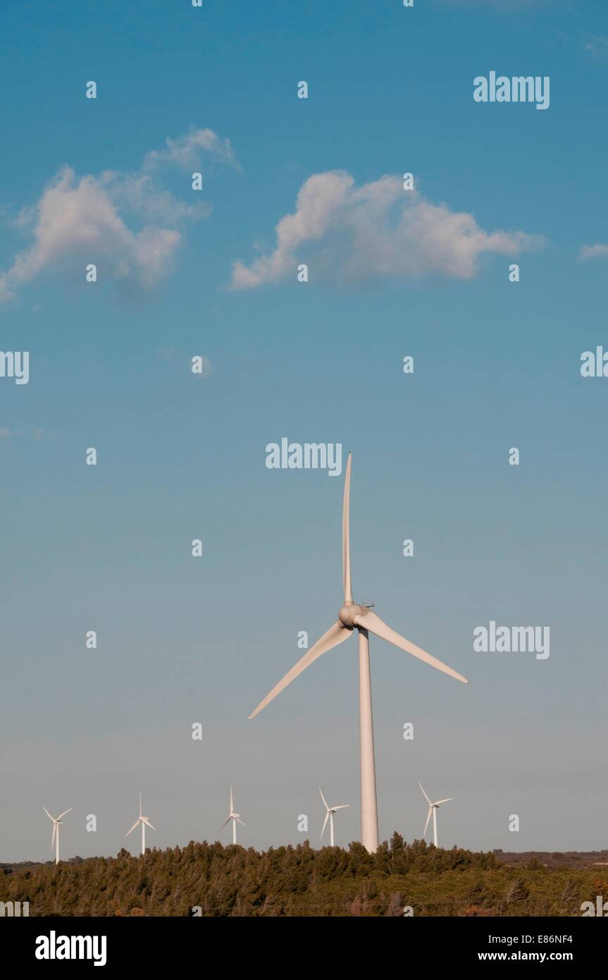 Wind turbines with blue skies hi-res stock photography and images - Alamy