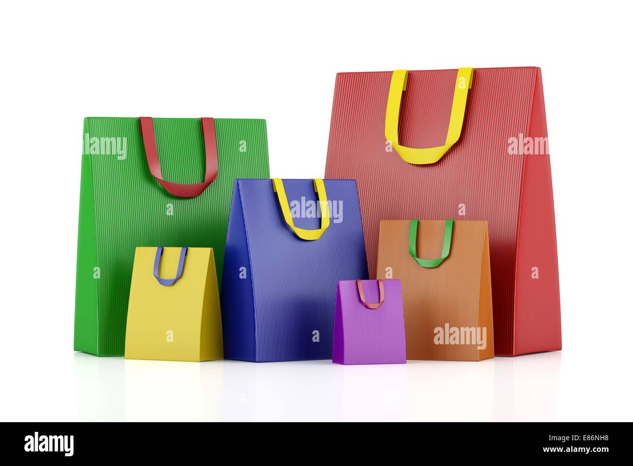 many blank color shopping bags isolated on white background Stock Photo ...