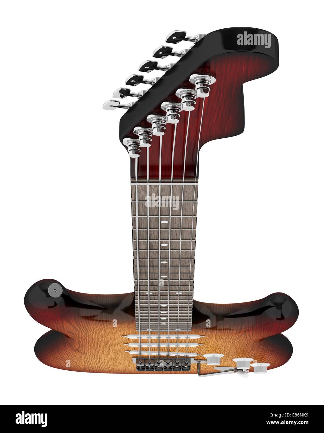 top view of electric guitar isolated on white background Stock Photo ...