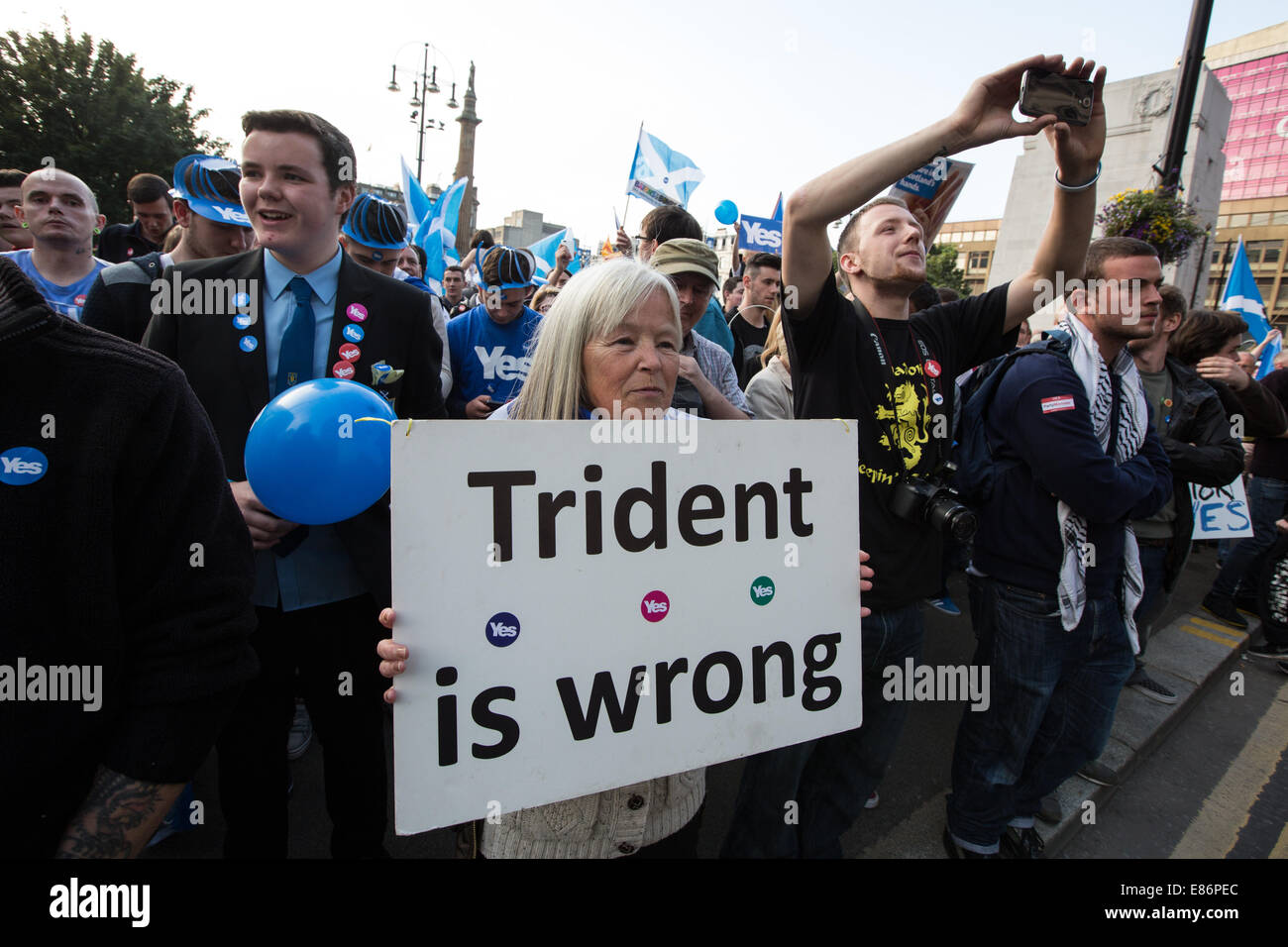 Pro-Independence 'Yes Scotland' rally in George Square, Glasgow, Scotland, in week of the ...