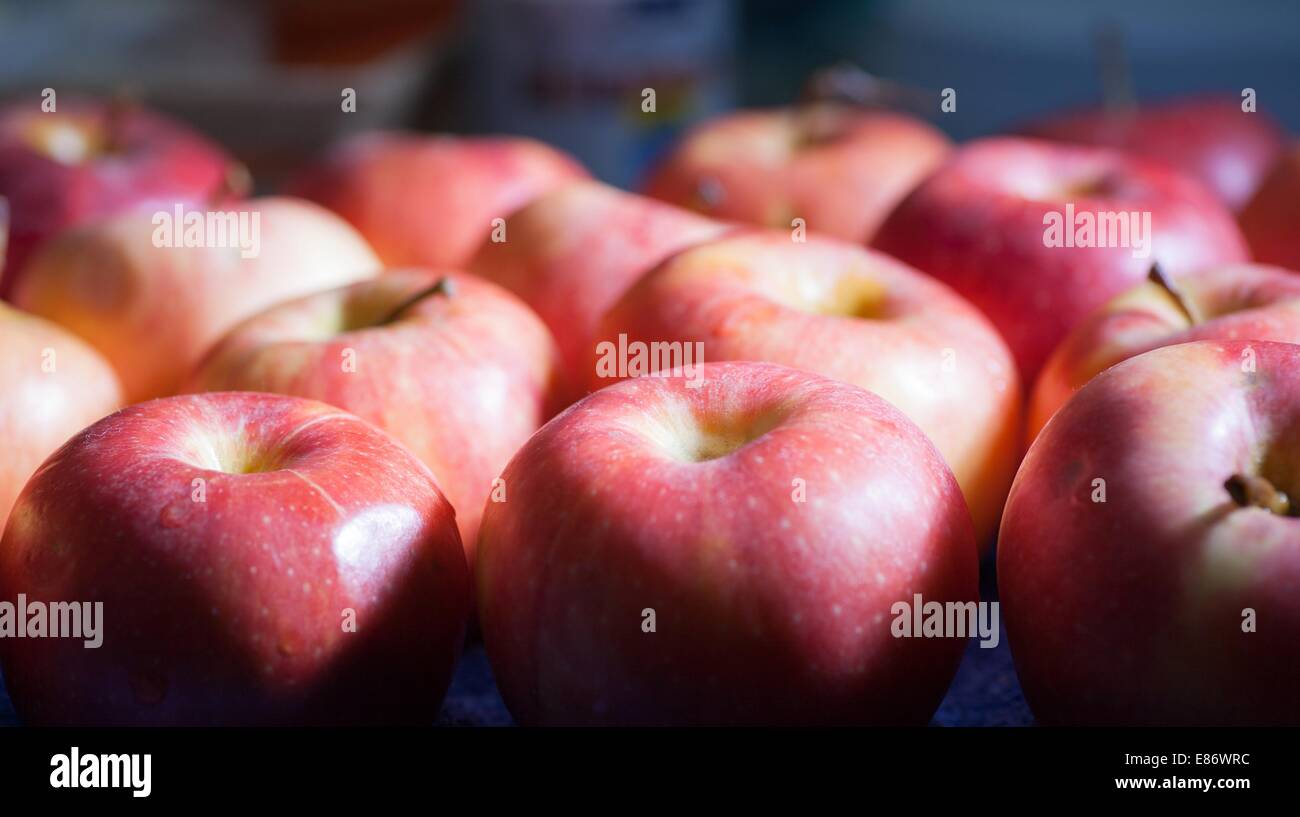Angle shot apples candid look Stock Photo - Alamy