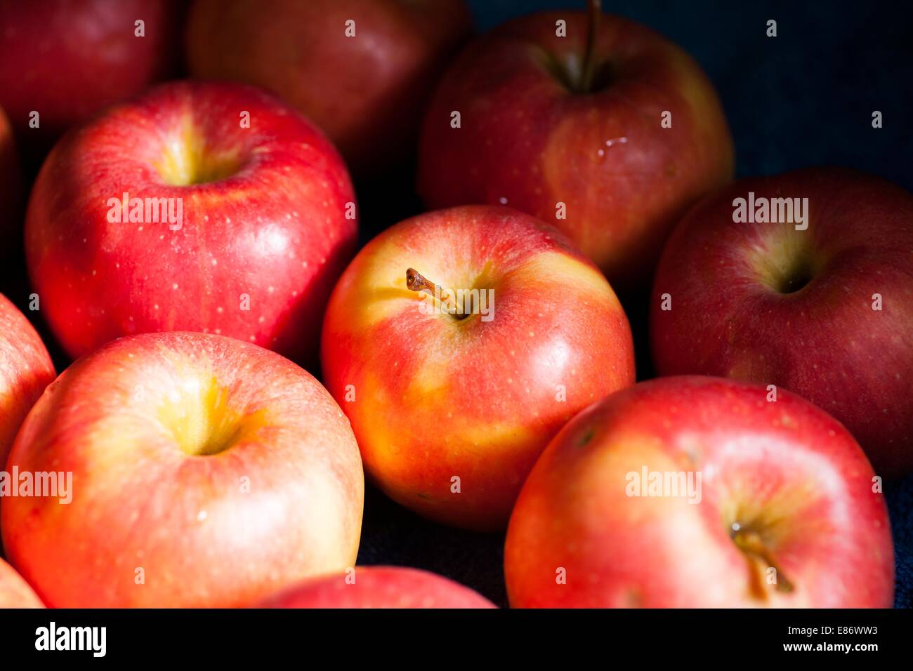 fresh apple - abstract natural background, half of the apples in the ...