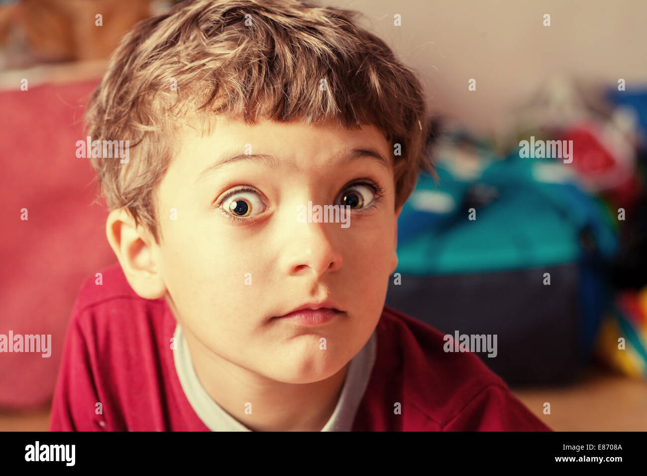 Front view of the face, boy headshot, indoors Stock Photo - Alamy
