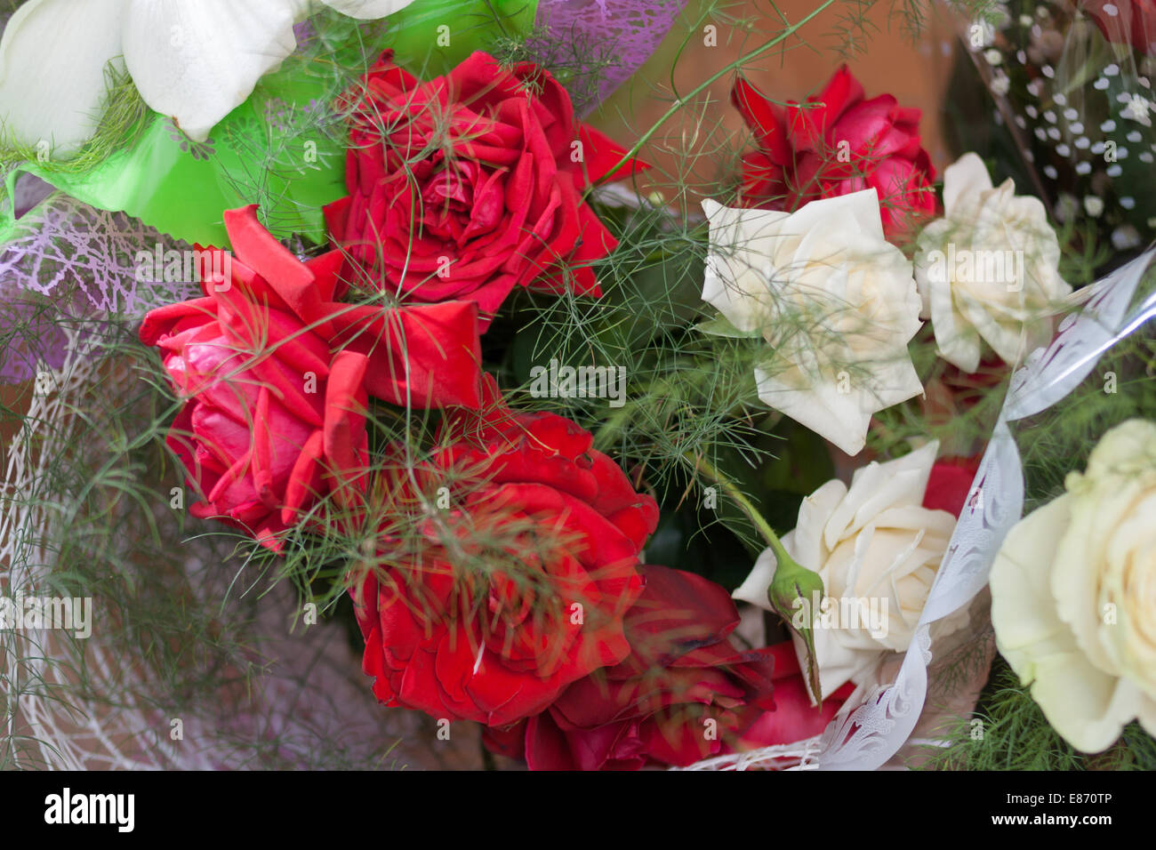 flowers bunch with red roses Stock Photo - Alamy