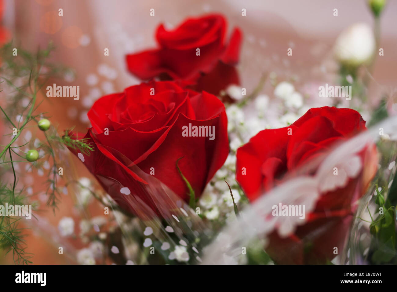 flowers bunch with red roses Stock Photo - Alamy