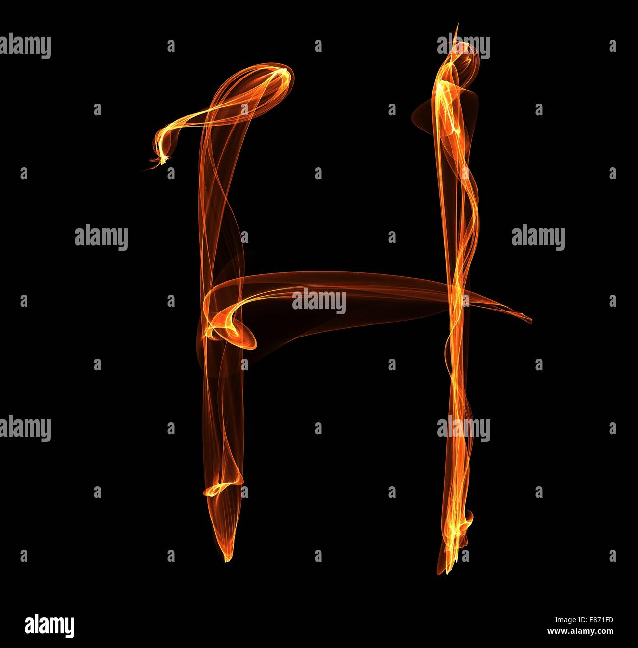 H letter in fire illustration Stock Photo - Alamy