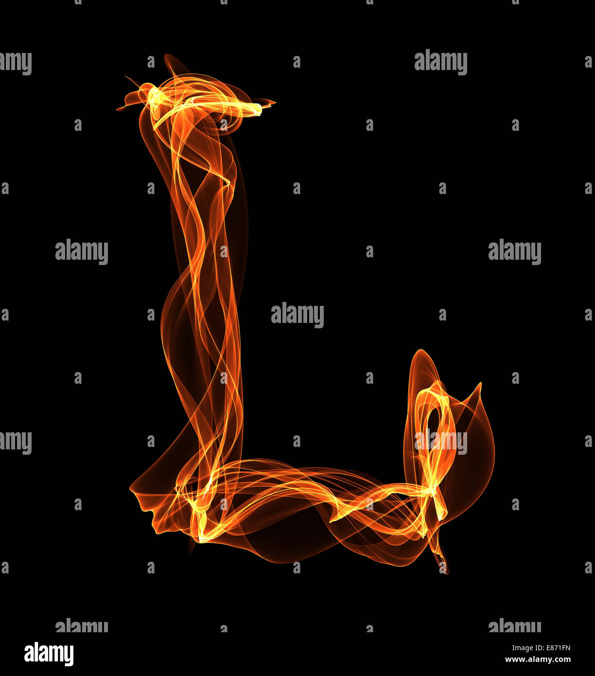 L letter in fire illustration Stock Photo - Alamy