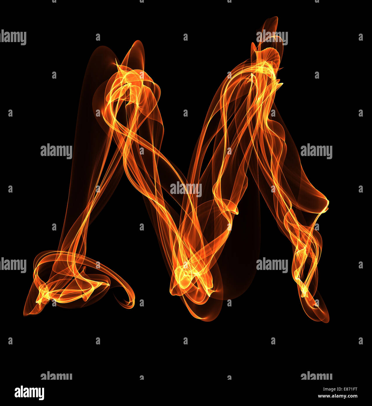 Fire ABC. M letter in fire illustration Stock Photo - Alamy