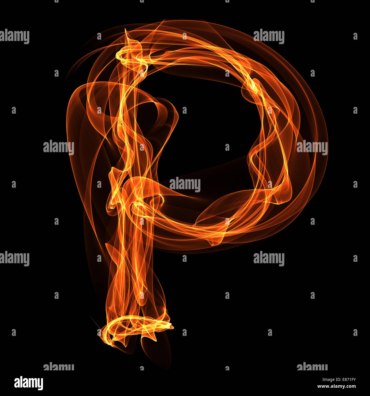 P letter in fire illustration Stock Photo - Alamy